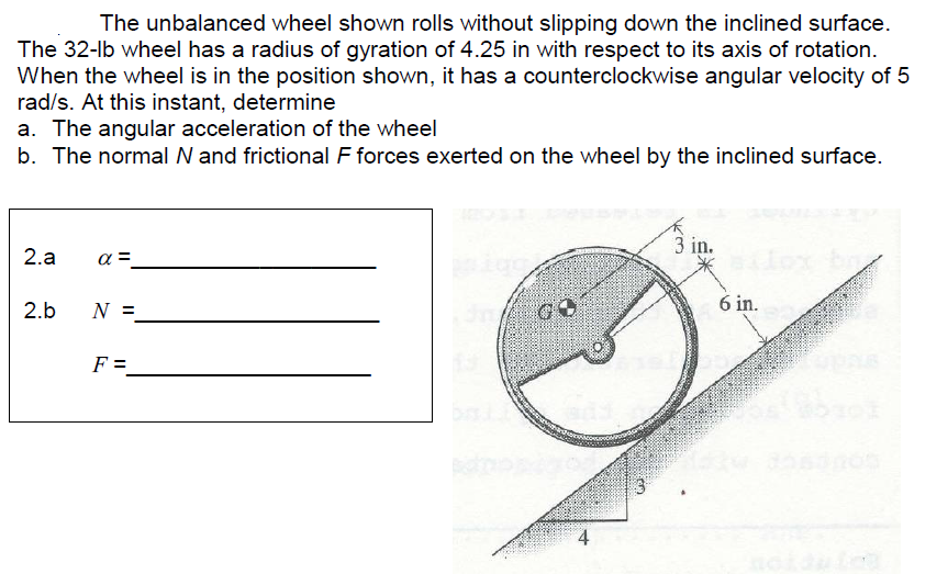 Solved The unbalanced wheel shown rolls without slipping | Chegg.com