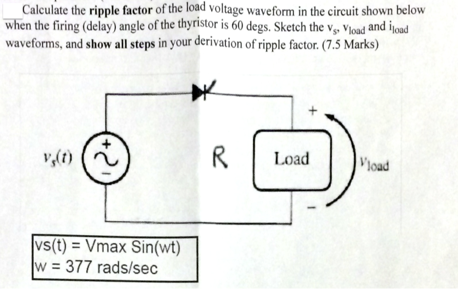 calculate the ripple factor of the load voltage | Chegg.com