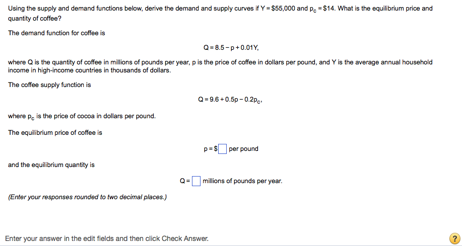 Solved Using the supply and demand functions below, derive | Chegg.com