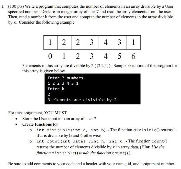 Solved Write a program that computes the number of elements | Chegg.com