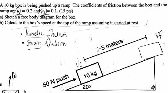 Solved A 10 kg box is being pushed up a ramp. The | Chegg.com