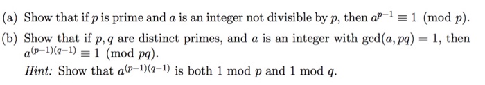 Solved ( a) Show that f p is prime and a is an integer not | Chegg.com