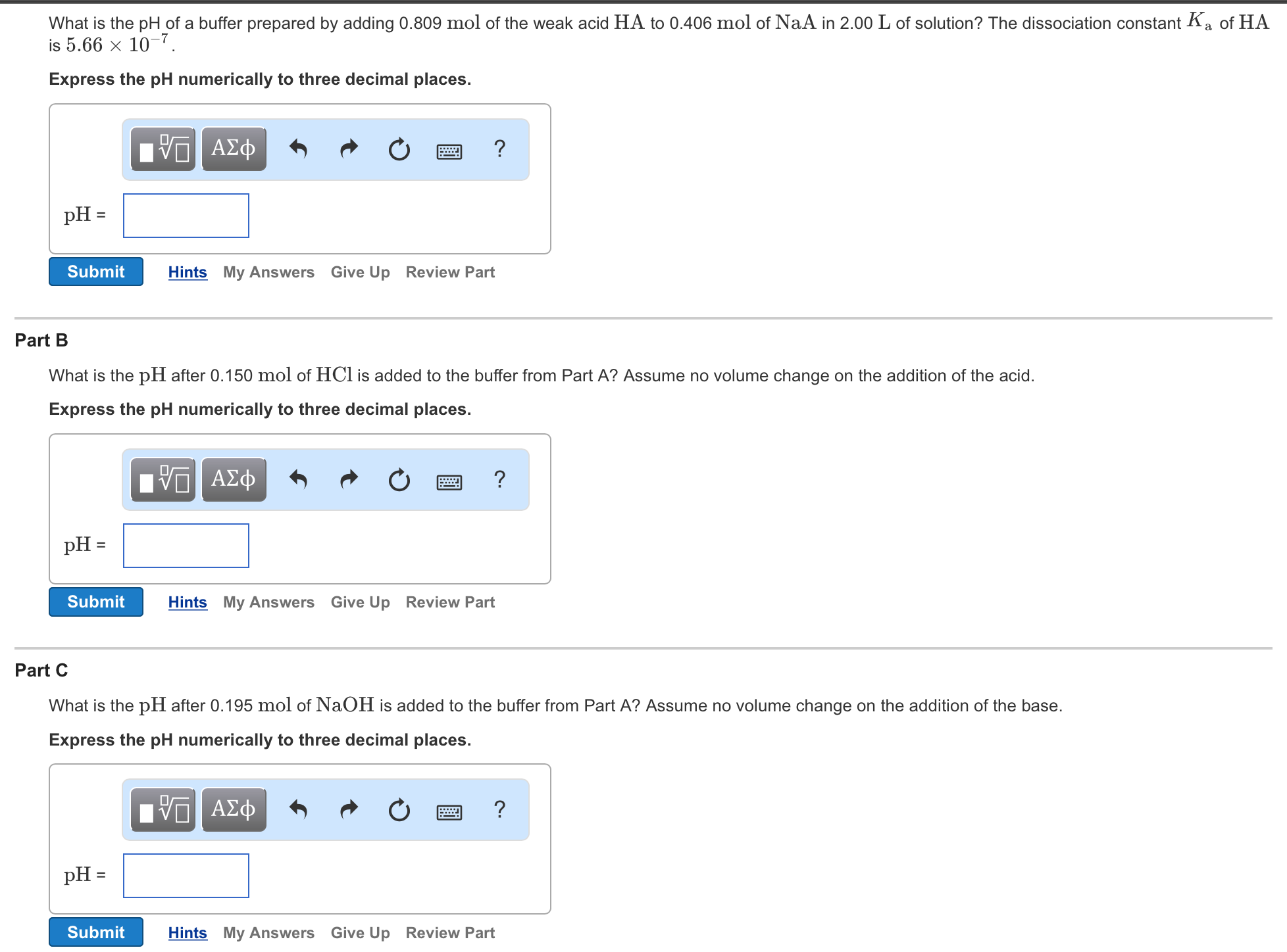Solved What is the pH of a buffer prepared by adding 0.809 | Chegg.com