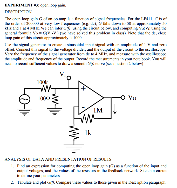 The open loop gain G of an op-amp is a function of | Chegg.com