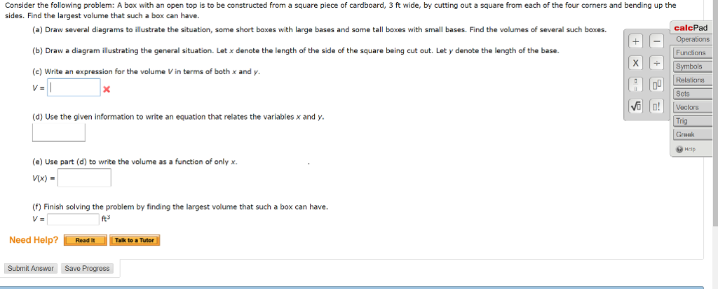 Solved Consider the following problem: A box with an open | Chegg.com