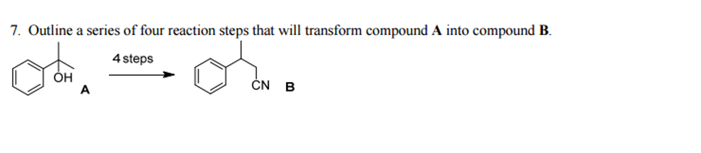 Solved Outline a series of four reaction steps that will | Chegg.com