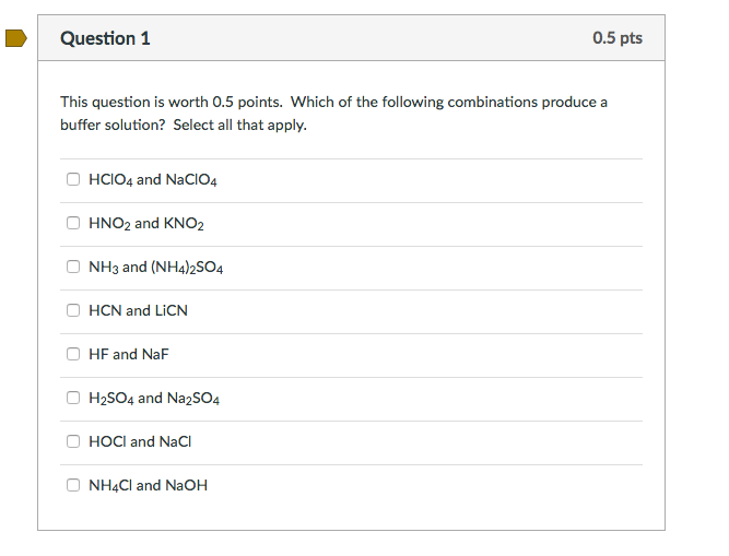 Solved This question is worth 0.5 points. Which of the | Chegg.com