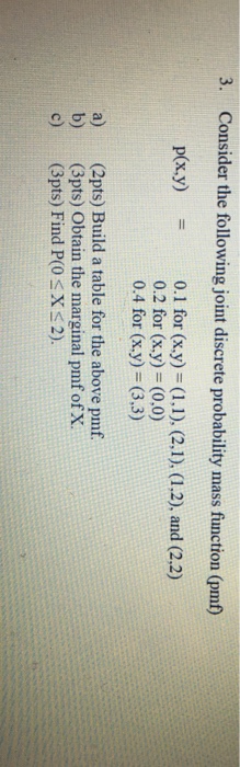 Solved Consider the following joint discrete probability | Chegg.com