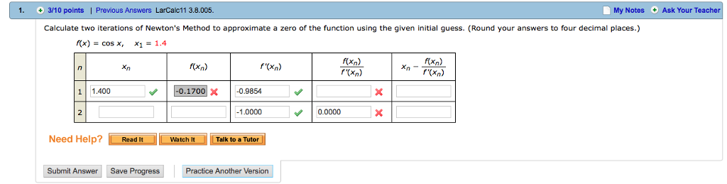 Solved 1 3 10 Points Previous Answers Larcalc11 3 8 005