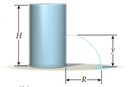 Solved A tank of height H is filled with water and sits on | Chegg.com
