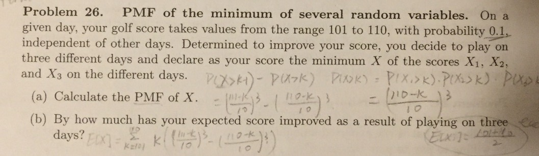 Solved Problem 26. PMF of the minimum of several random | Chegg.com