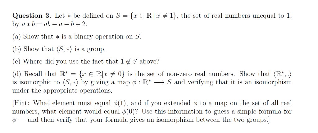 Solved Let. * be defined 011 S = {x Element R | x notequalto | Chegg.com