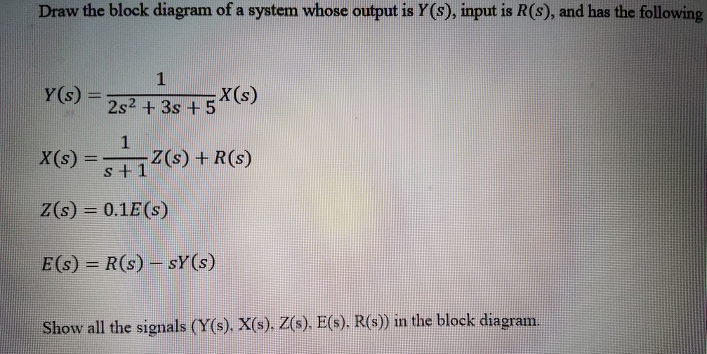Solved Draw the block diagram of a system whose output is | Chegg.com