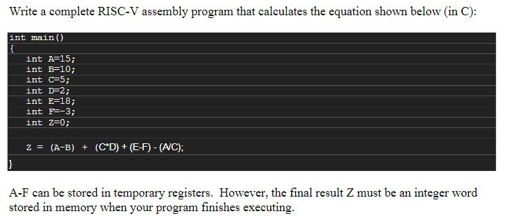 Solved Write A Complete Risc V Assembly Program That 