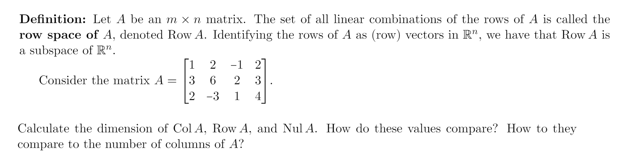 Solved Let A be an m times n matrix. The set of all linear | Chegg.com