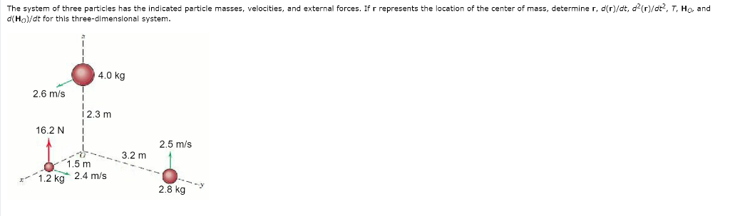 Solved The system of three particles has the indicated | Chegg.com