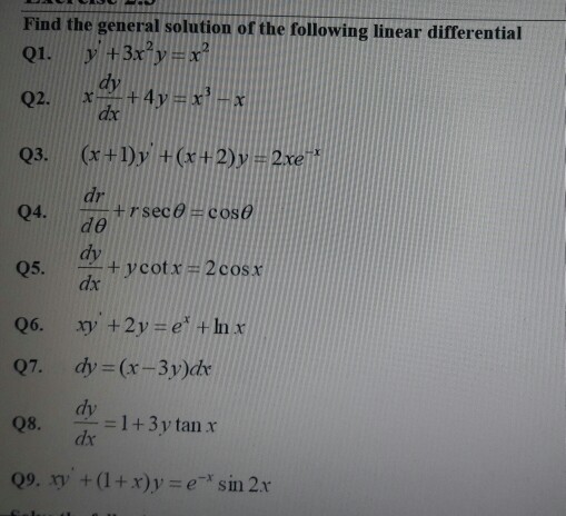 Solved Find the general solution of the following linear | Chegg.com