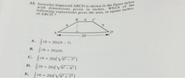 Solved Isosceles trapezoid ABCD is shown in the figure below | Chegg.com