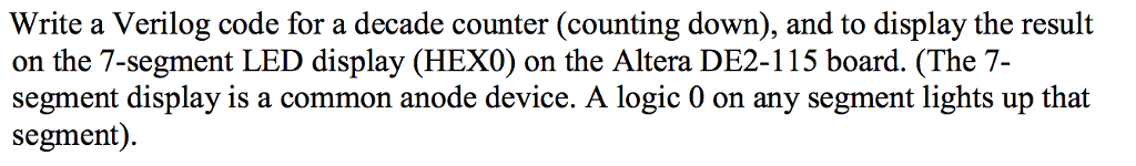 Solved Write a Verilog code for a decade counter (counting | Chegg.com