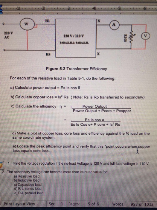 For each of the resistive load in Table 5-1, do the | Chegg.com