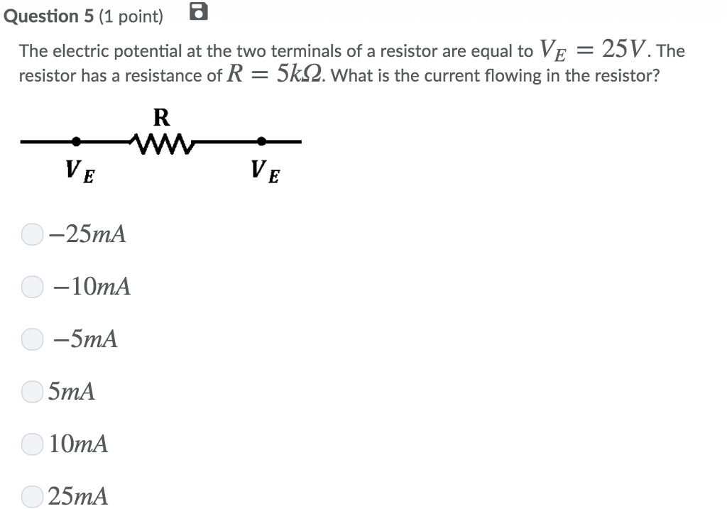 Solved B Question 5 (1 point) The electric potential at the | Chegg.com
