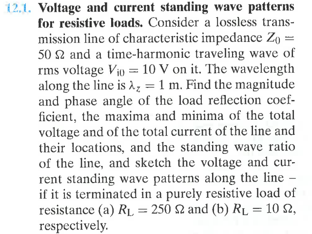 Solved 2.1. Voltage and current standing wave patterns for | Chegg.com