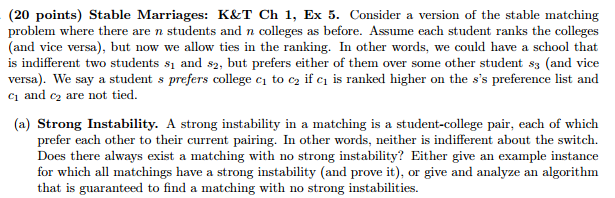 Consider a version of the stable matching problem | Chegg.com