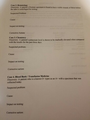 PHLEBOTOMY CASE STUDIES These case studies present | Chegg.com