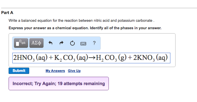 Solved Write a balanced equation for the reaction between | Chegg.com