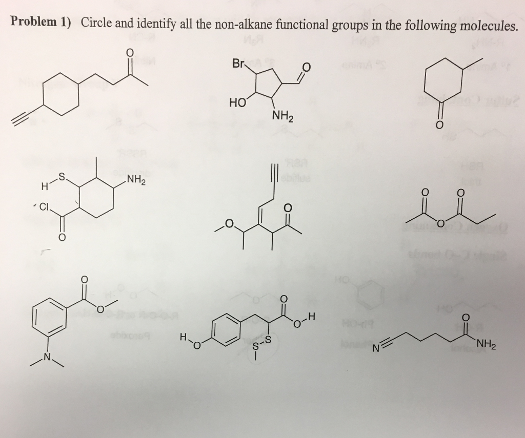 Solved Problem 1) Circle and identify all the non-alkane | Chegg.com
