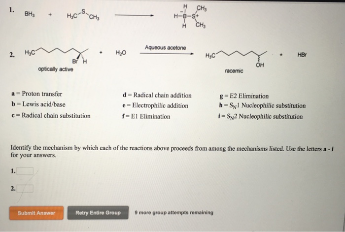 Solved Identify the mechanism by which each of the reactions | Chegg.com