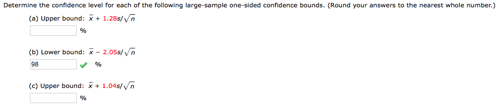 Solved Determine the confidence level for each of the | Chegg.com