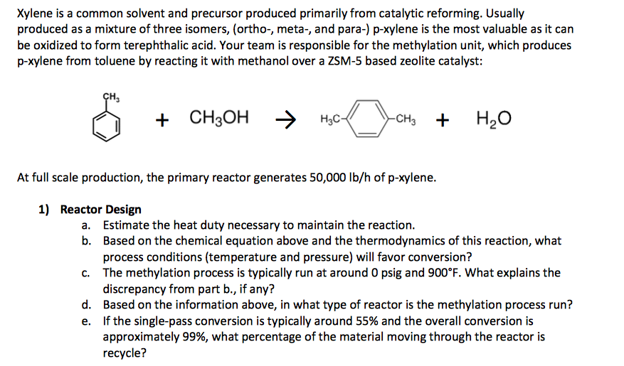 Solved Xylene is a common solvent and precursor produced | Chegg.com