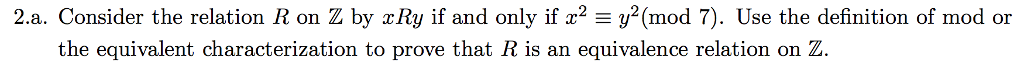 Solved Consider the relation R on Z by xRy if and only if | Chegg.com