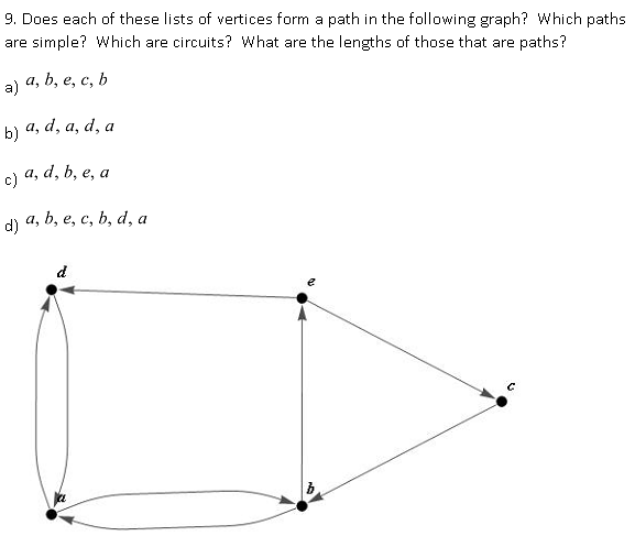 Solved 9. Does each of these lists of vertices form a path | Chegg.com