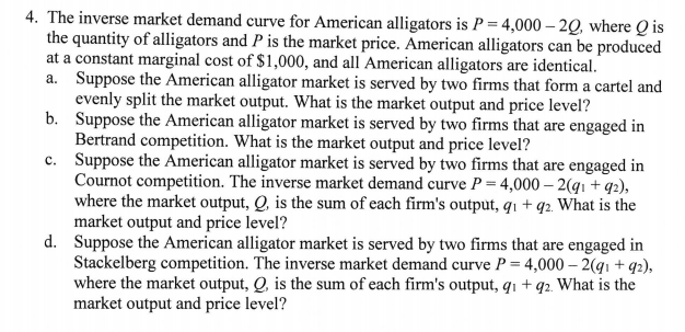 Solved The inverse market demand curve for American | Chegg.com