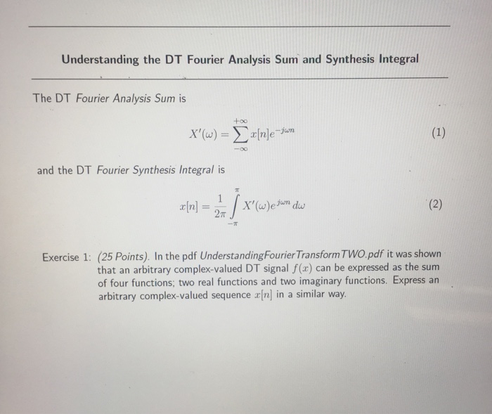 The DT Fourier Analysis Sum is X' (omega) Sigma^+ | Chegg.com