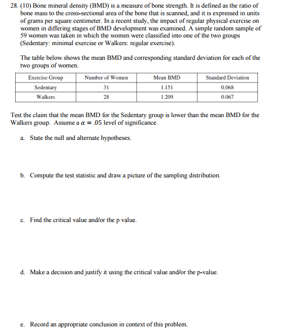 Solved Bone mineral density (BMD) is a measure of bone | Chegg.com