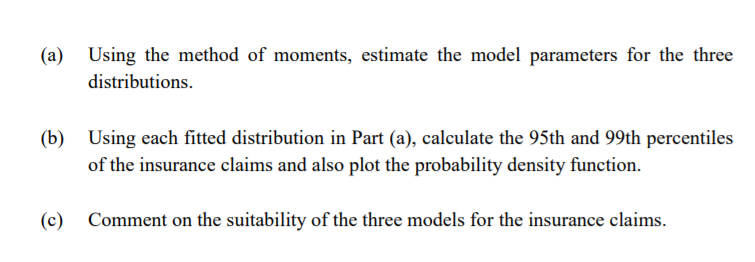 Solved An actuarial analyst is analysing the claims of an | Chegg.com