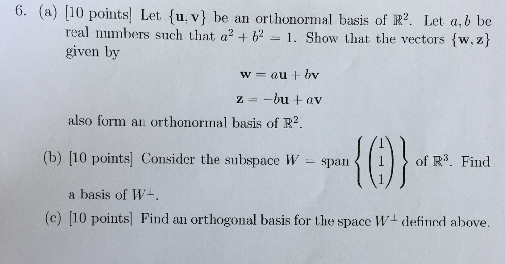 Solved (a) Let {u, v} be an orthonormal basis of R^2. Let a, | Chegg.com