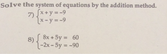 Solved Solve the system of equations by the addition method. | Chegg.com