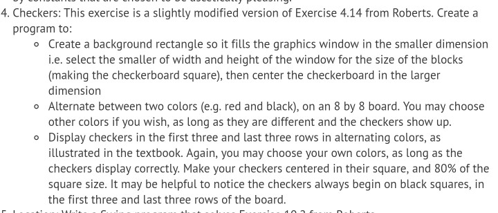 Solved 4. Checkers: This exercise is a slightly modified | Chegg.com