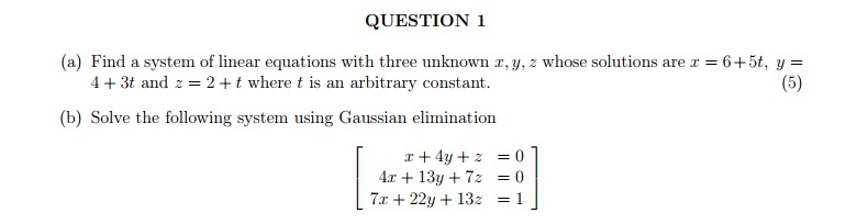 Solved (a) Find a system of linear equations with three | Chegg.com