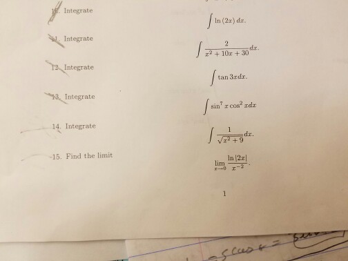Solved Integrate integral ln(2x)dx Integrate integral | Chegg.com
