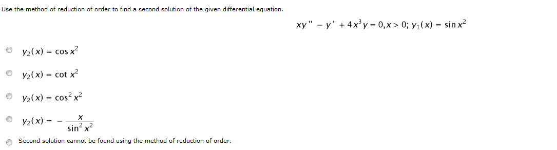 Solved Use the method of reduction of order to find a second | Chegg.com