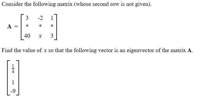 Solved Consider the following matrix (whose second row is | Chegg.com