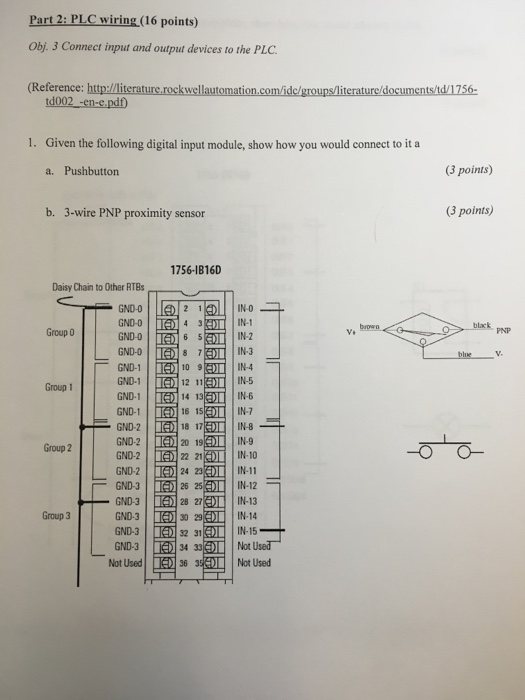 Solved Part 2: PLC wiring (16 points) Obj. 3 Connect input | Chegg.com