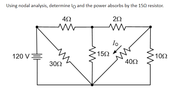 Solved Using nodal analysis, determine IO and the power | Chegg.com
