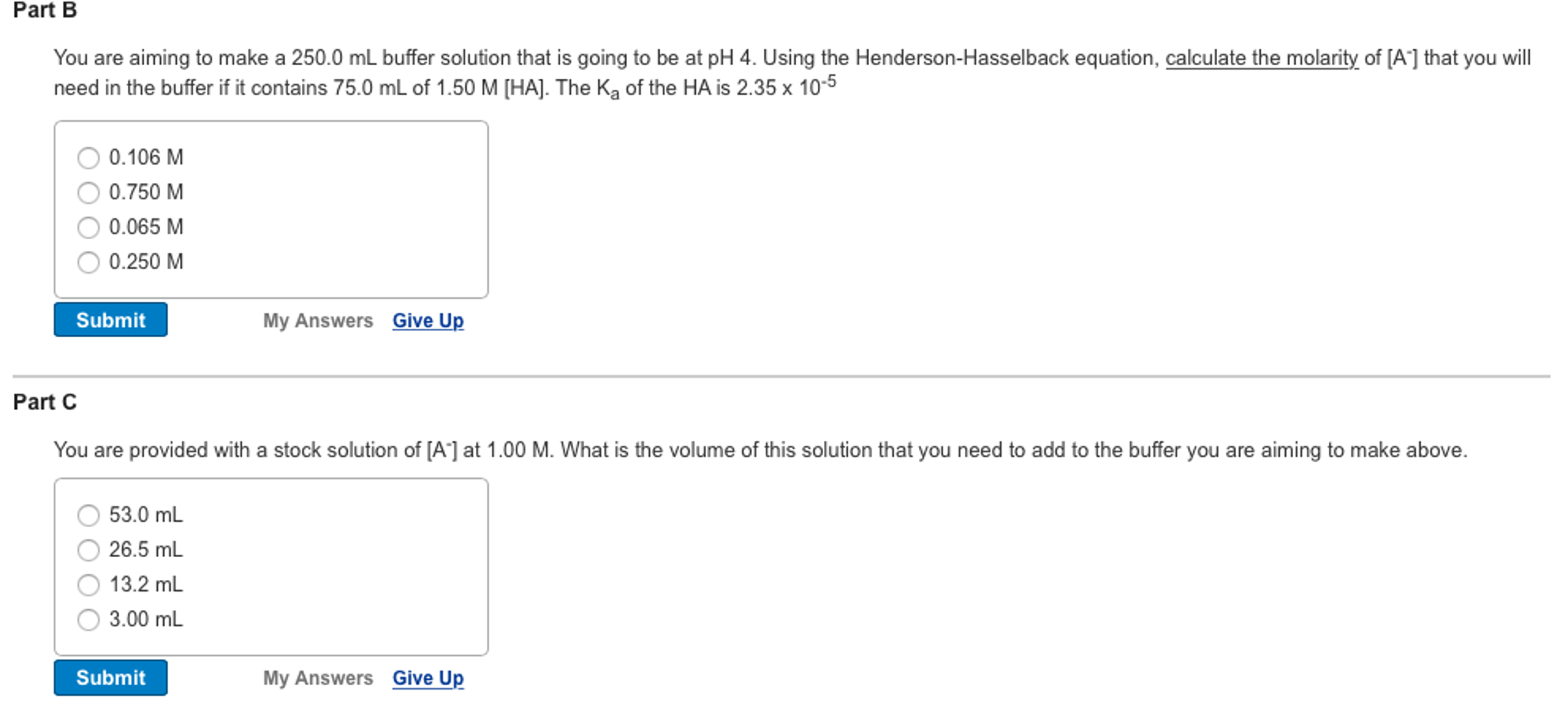 Solved You are aiming to make a 250.0 mL buffer solution | Chegg.com