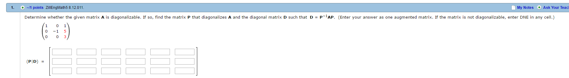 Solved Determine whether the given matrix A is | Chegg.com